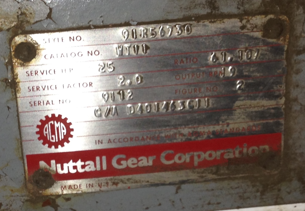 70 HP (52 KW) NUTTALL WT 11, 91-R-56730 PARALLEL GEAR REDUCER / SPEED ...