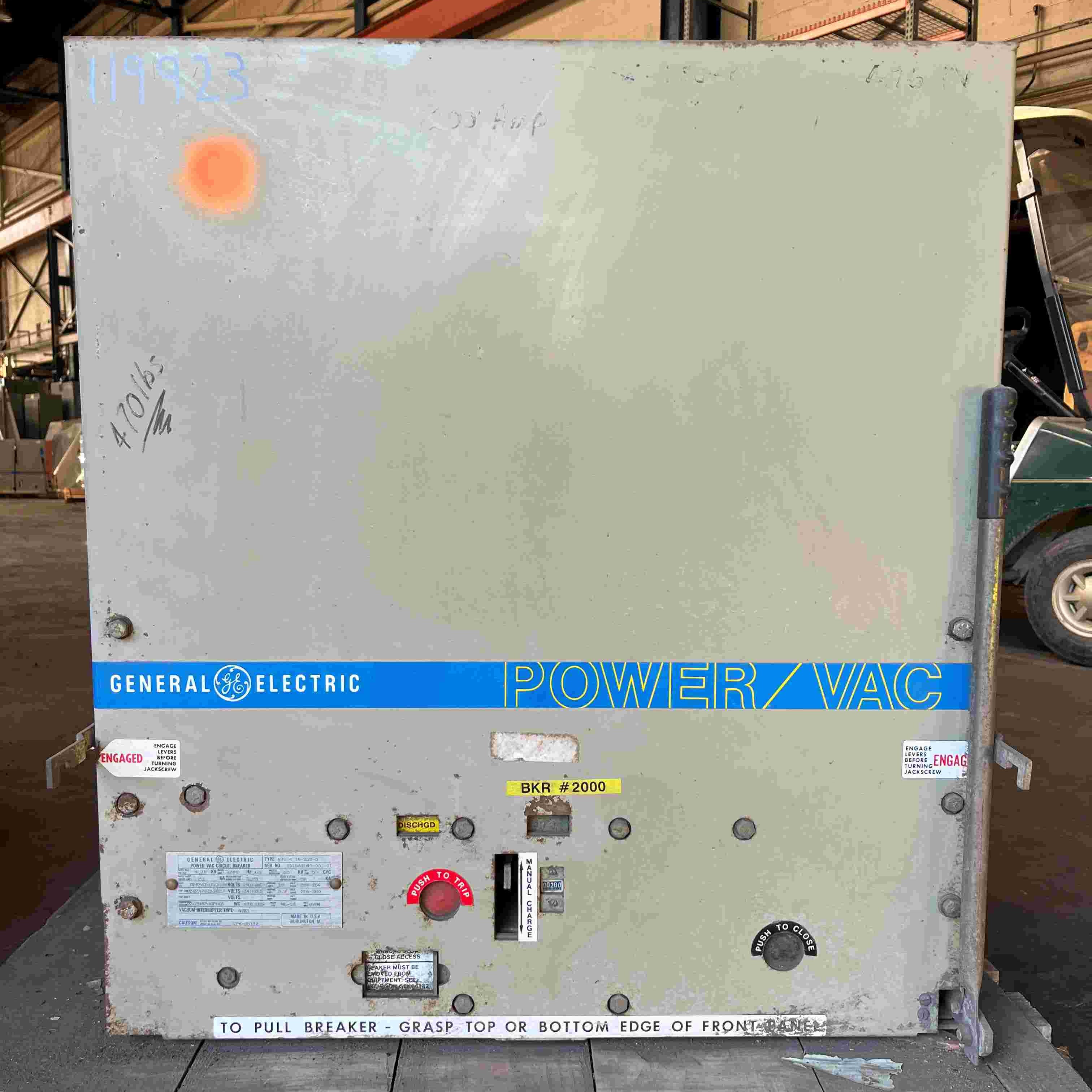 1200 AMP, 4160V, GENERAL ELECTRIC, VB1 4.16-250, VACUUM CIRCUIT BREAKER ...