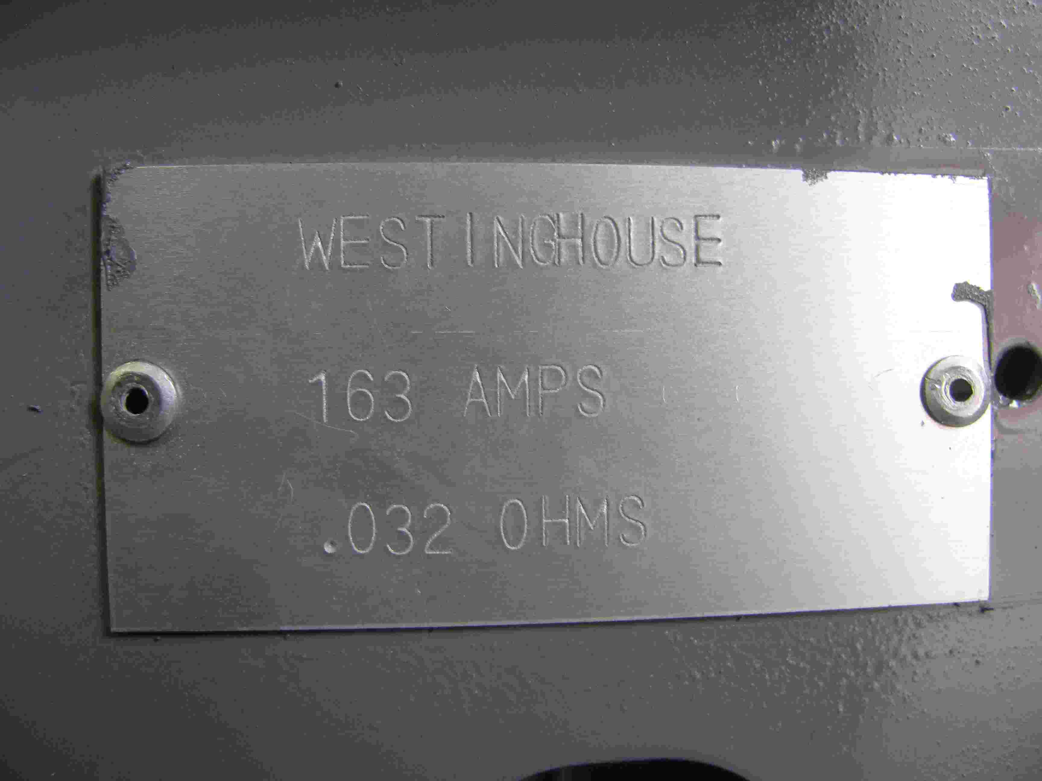 163 AMPS, .032 OHMS, WESTINGHOUSE, TYPE LG, RESISTOR