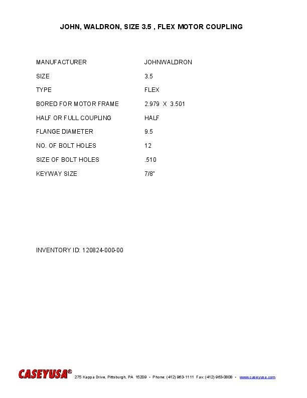 WALDRON, SIZE 3.5 , FLEX MOTOR COUPLING - QTY (3)