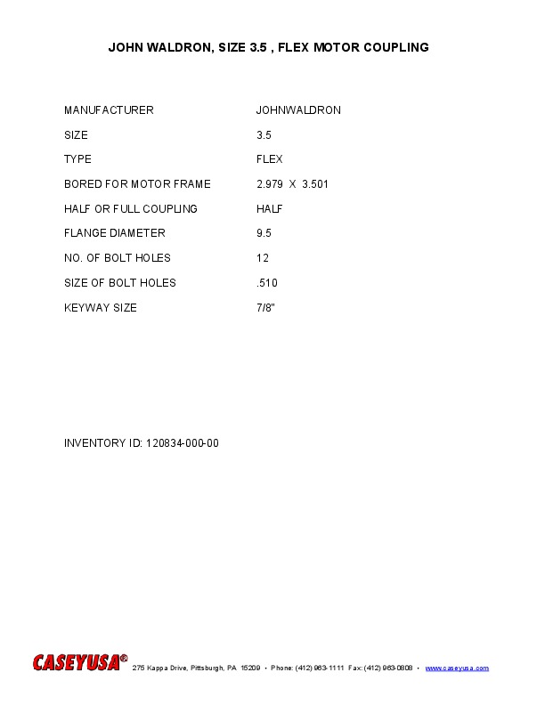 WALDRON, SIZE 3.5 , FLEX MOTOR COUPLING